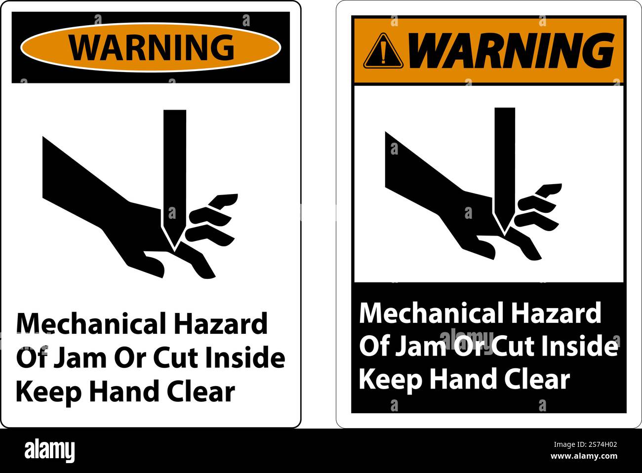 Warning Mechanical Hazard Of Jam Or Cut Inside Keep Hand Clear Stock ...