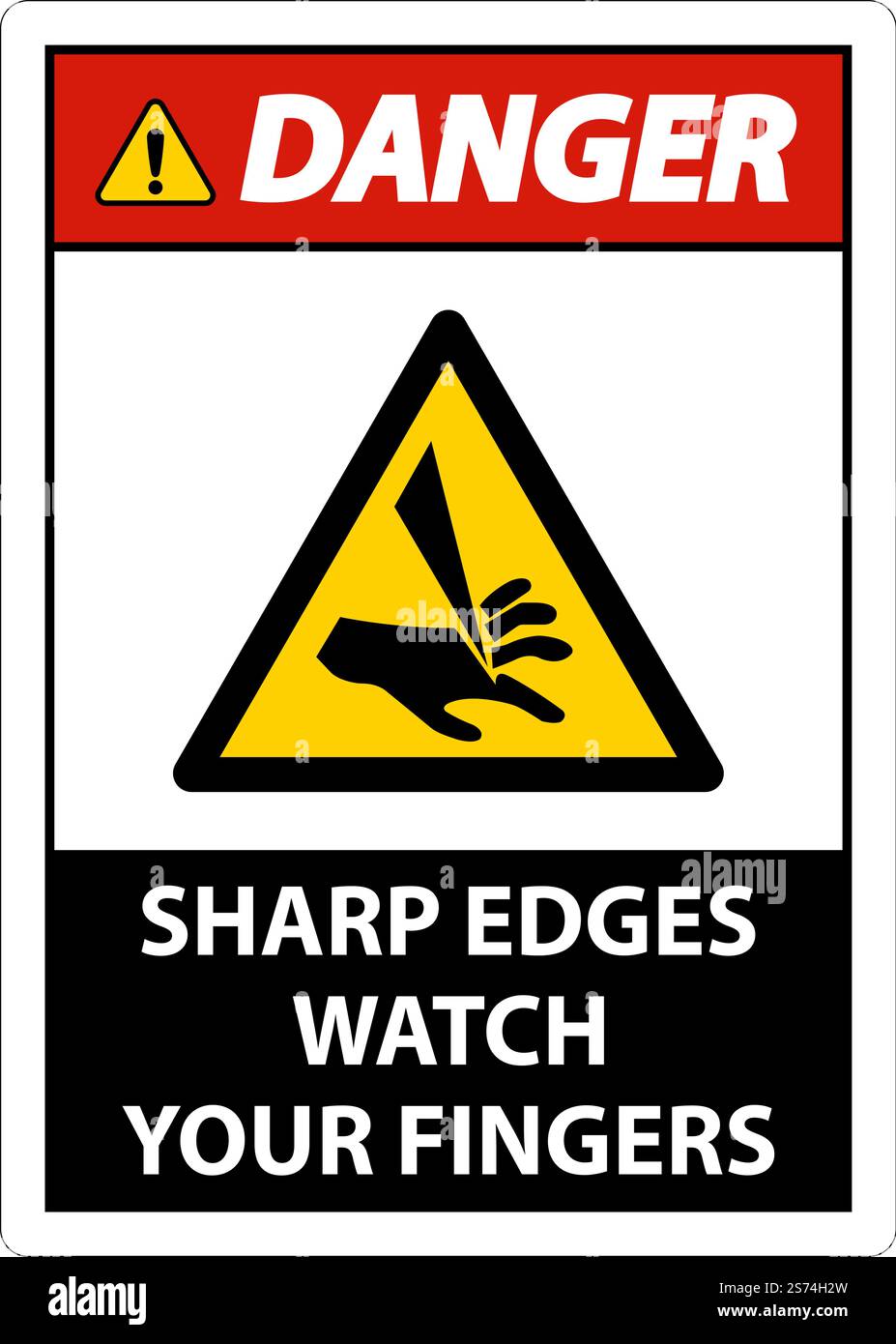 Danger Sharp Edges Watch Your Fingers On White Background Stock Vector ...