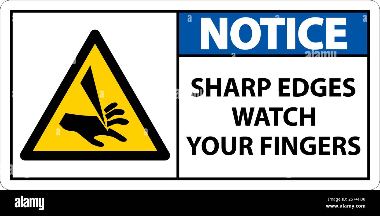 Notice Sharp Edges Watch Your Fingers On White Background Stock Vector ...