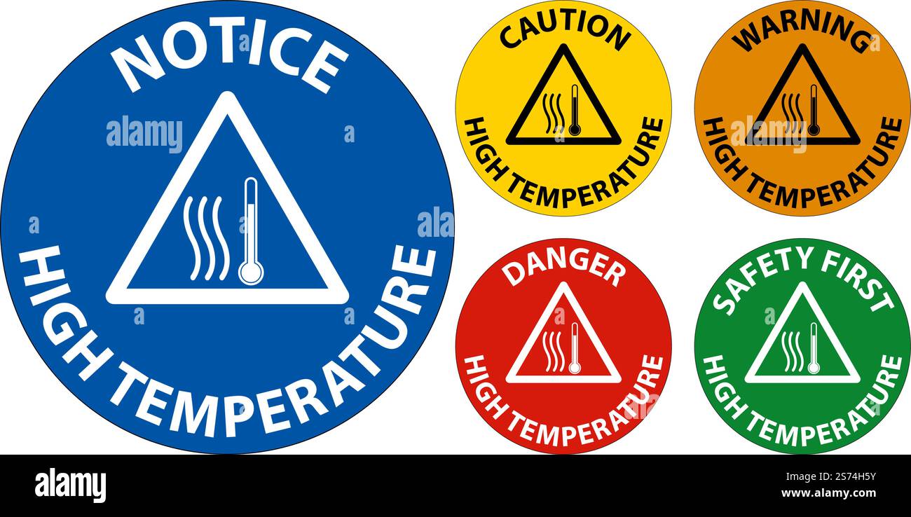 Caution High temperature symbol and text safety sign Stock Vector Image ...