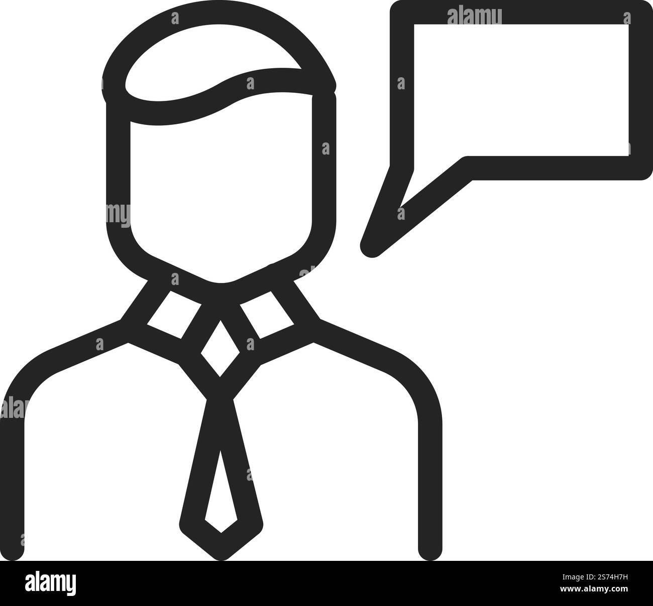 Man with message box. Speaking guy. Human communication icon isolated ...