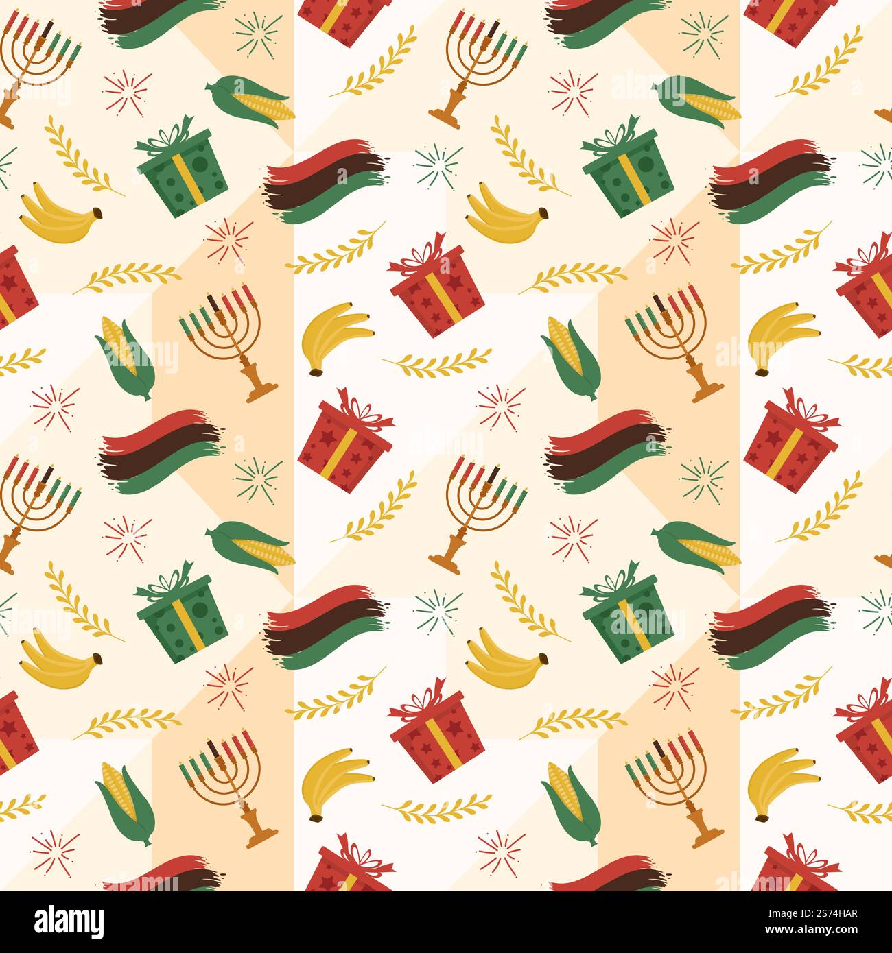 Happy Kwanzaa Holiday African Seamless Pattern Design with Festival ...