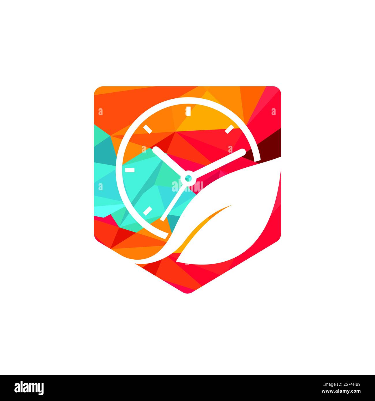 Nature time vector logo design. Vector clock and leaf logo combination ...
