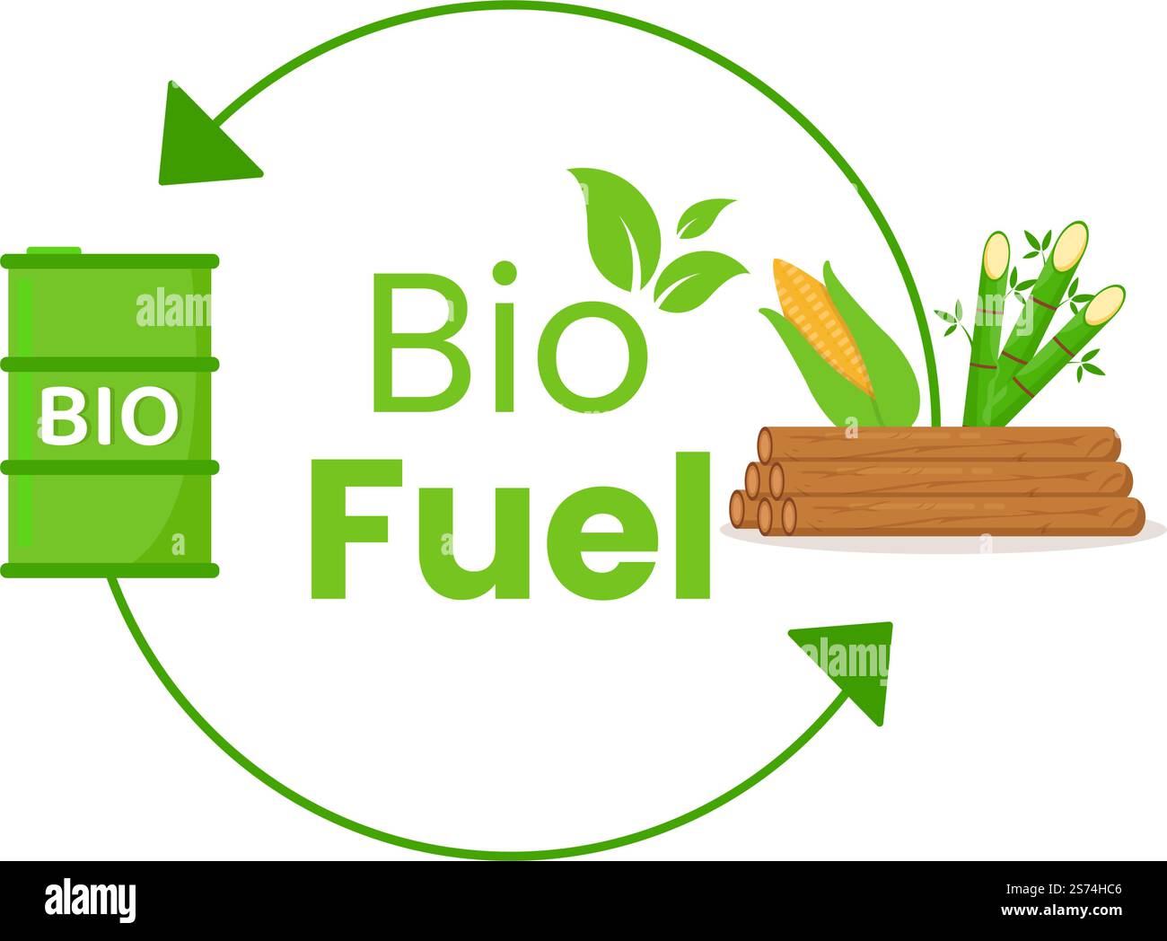 Biofuel Life Cycle of Natural Materials and Plants with Green Barrels ...