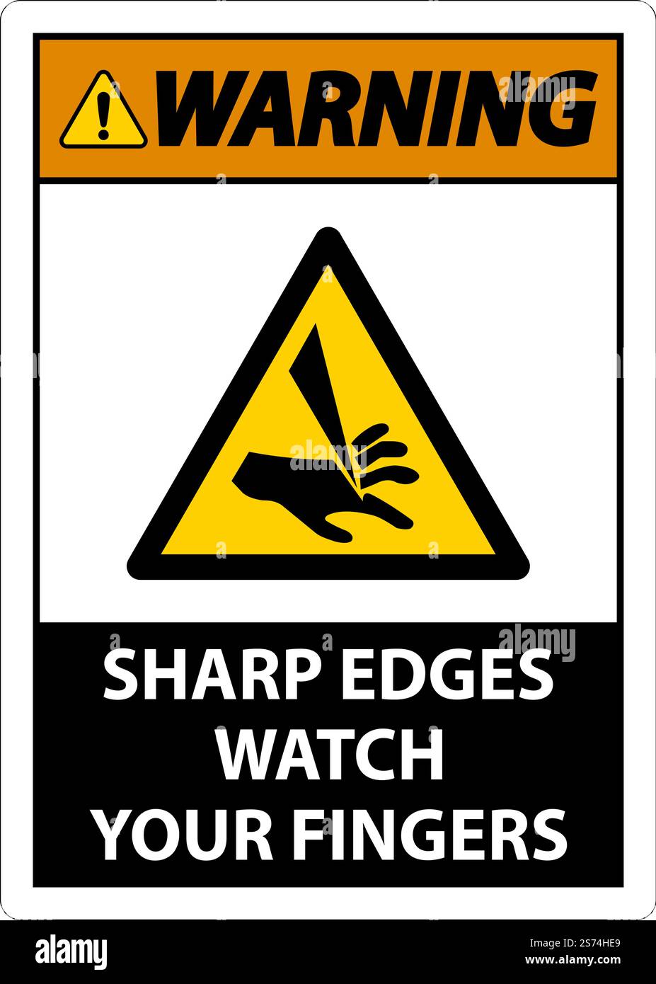 Warning Sharp Edges Watch Your Fingers On White Background Stock Vector ...