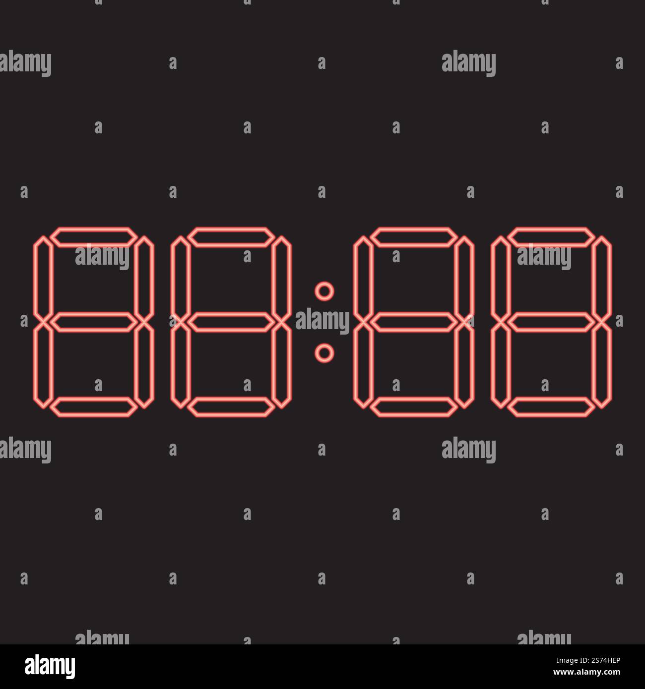 Neon digital clock face red color vector illustration image flat style ...