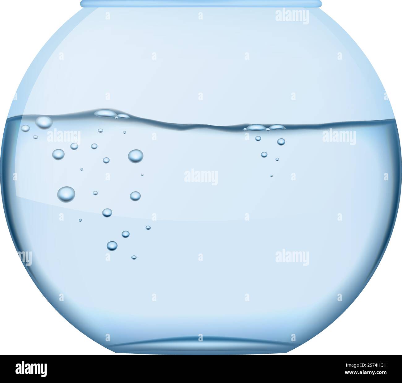 Empty fishbowl. Realistic aquarium. Glass water tank isolated on white ...