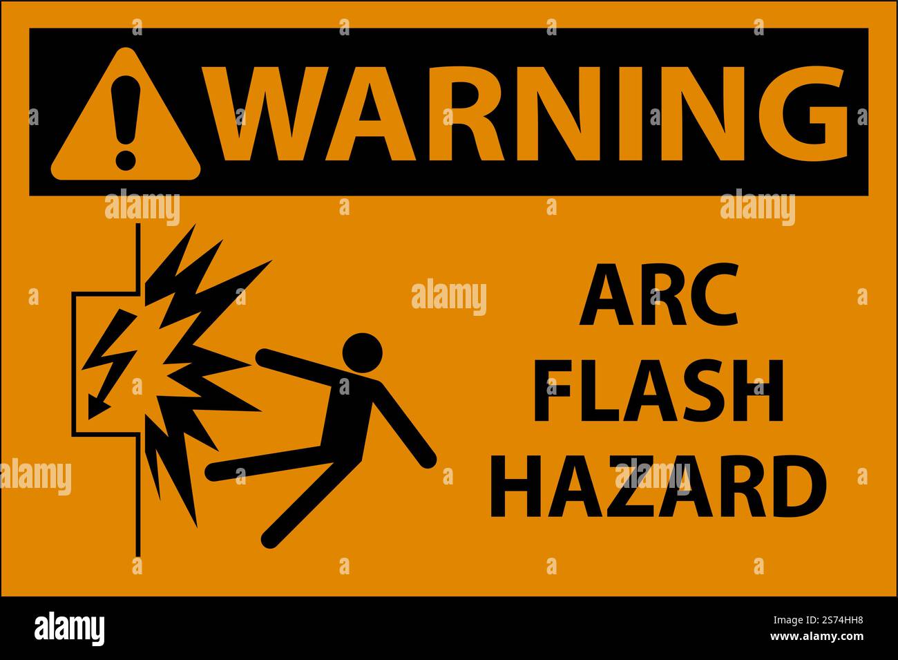 Warning Arc Flash Hazard Sign On White Background Stock Vector Image ...