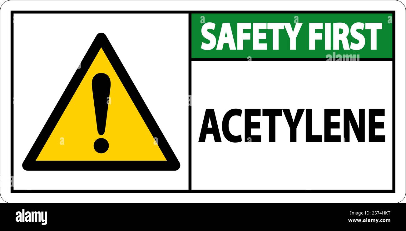 Safety First Acetylene Sign On White Background Stock Vector Image ...