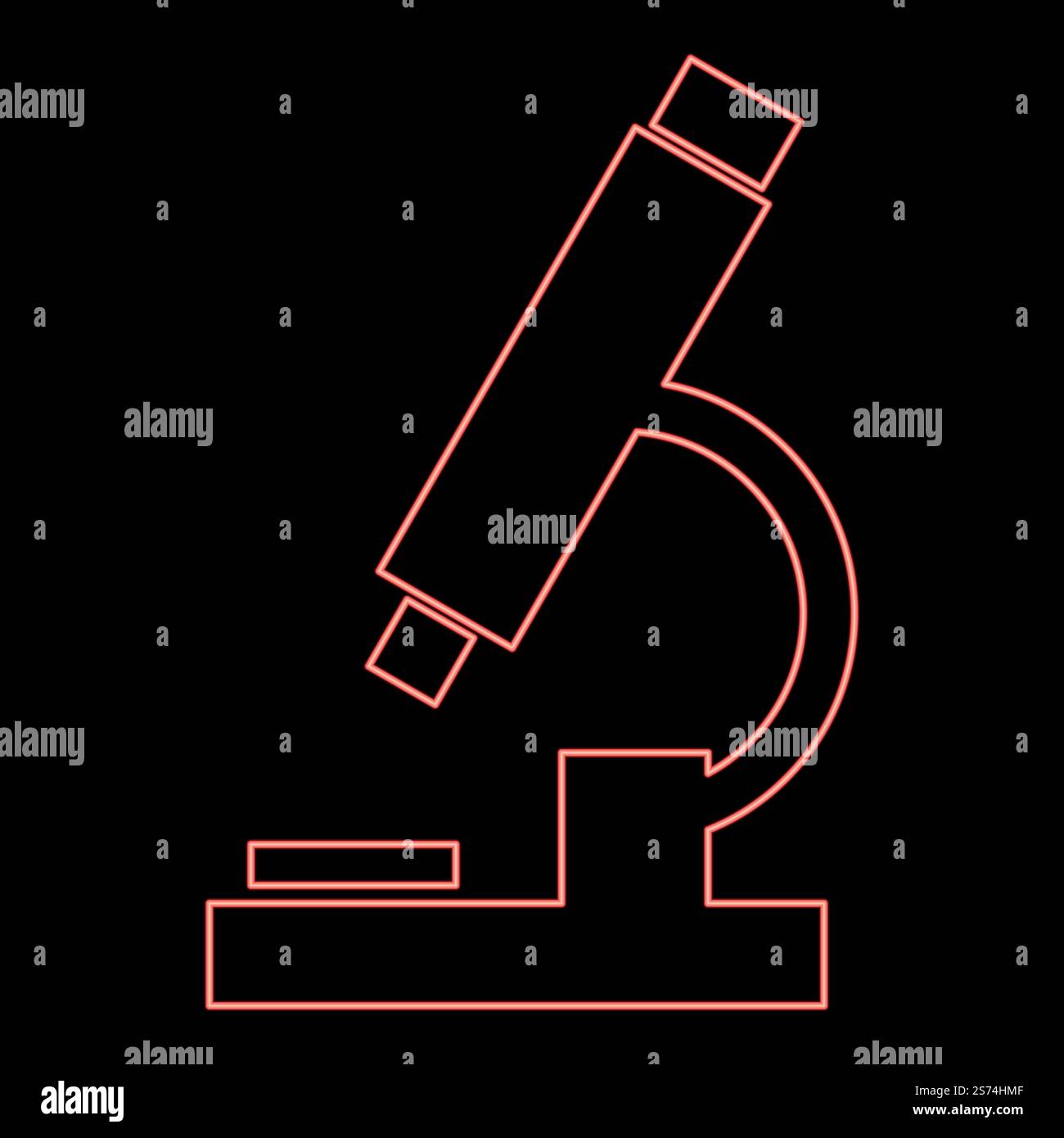 Neon microscope red color vector illustration image flat style light ...