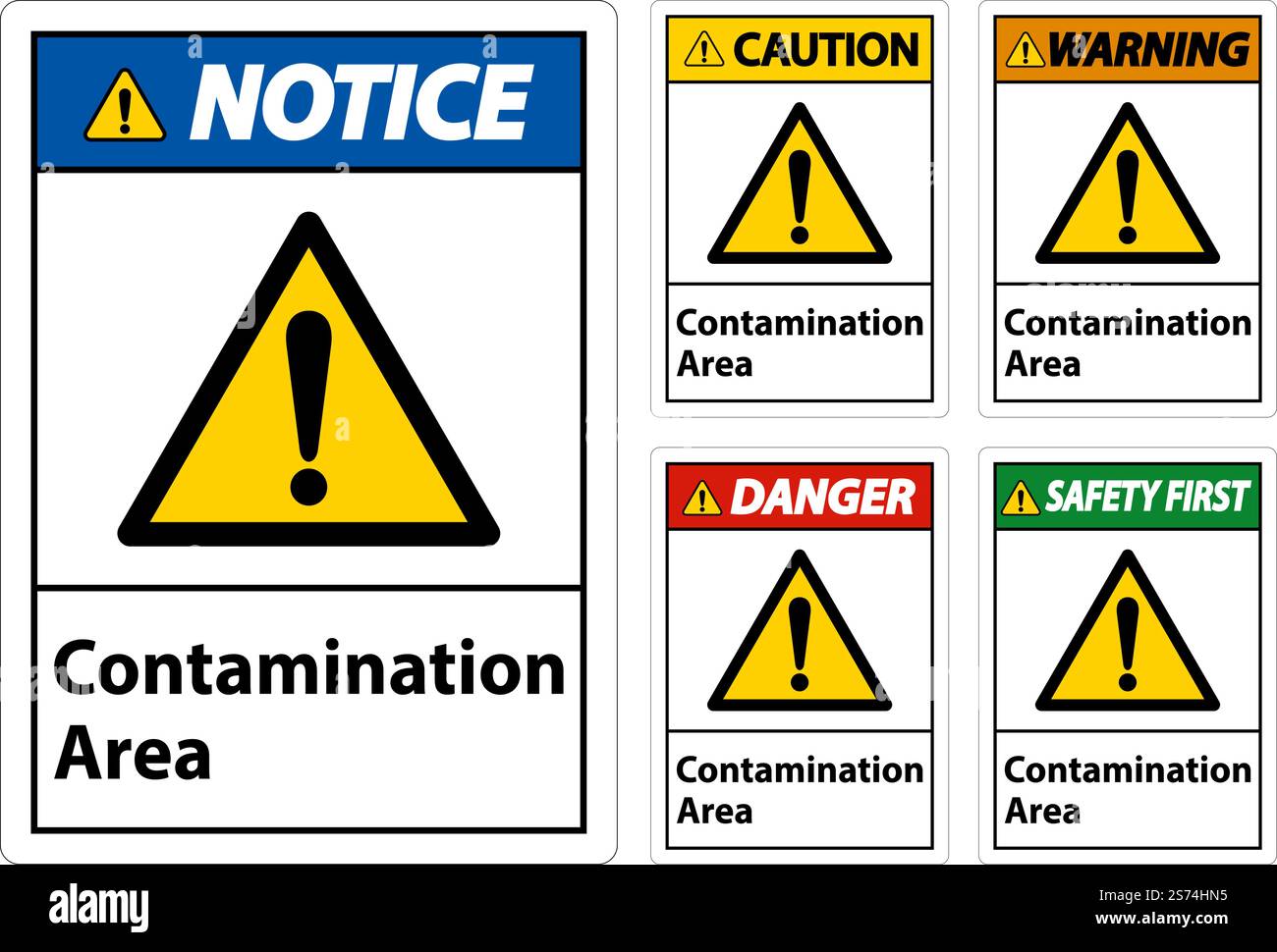 Contamination Area Warning Sign On White Background Stock Vector Image ...