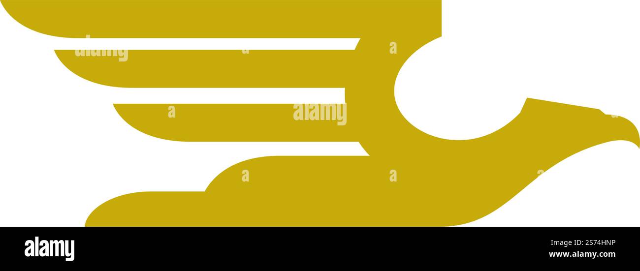 Golden flying bird logo. Vintage rank insignia isolated on white ...