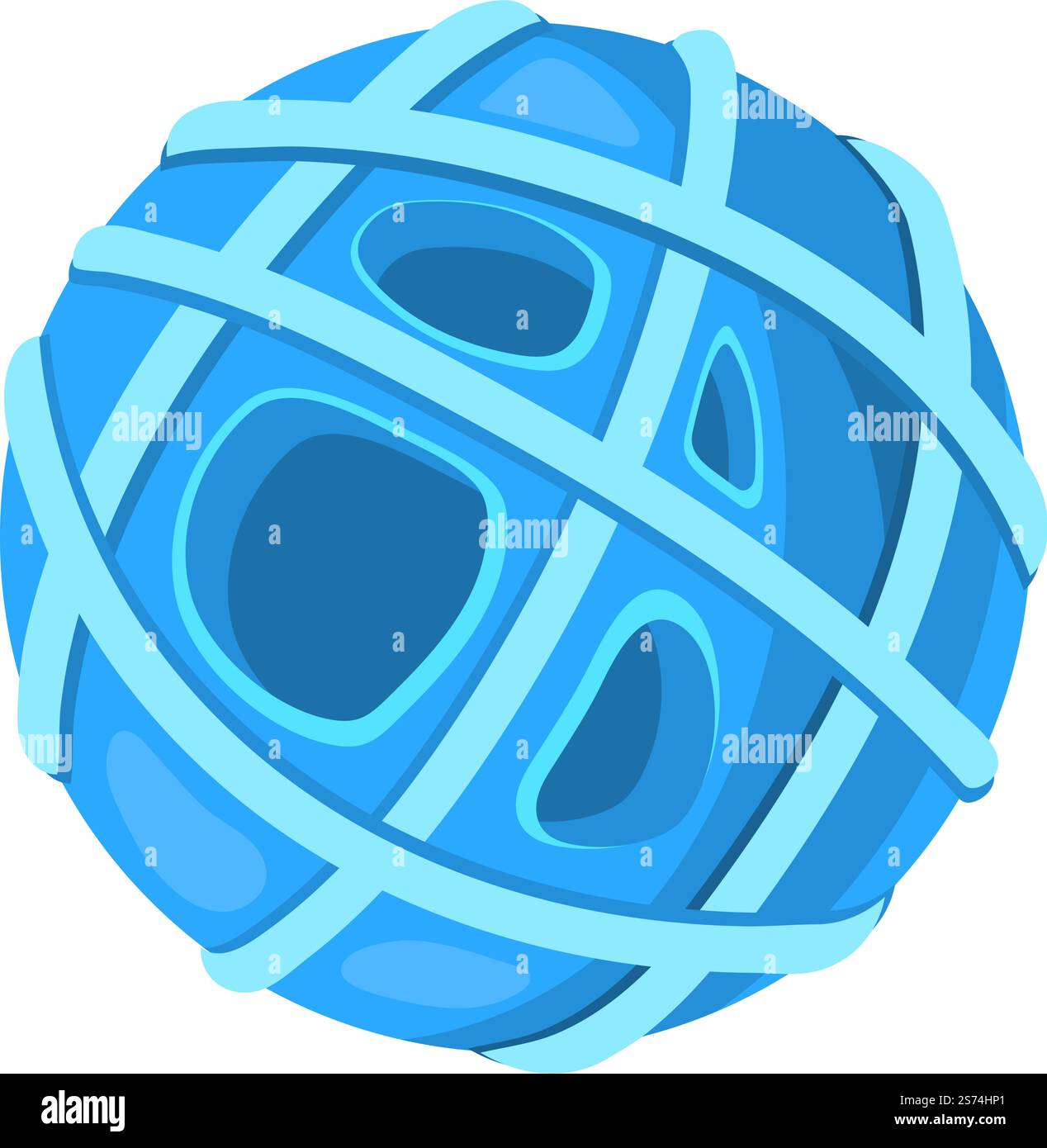 Ice moon in funny cartoon style. Frozen asteroid isolated on white ...