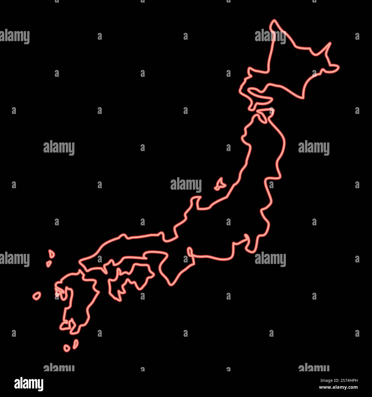 Neon map of japon red color vector illustration image flat style light ...