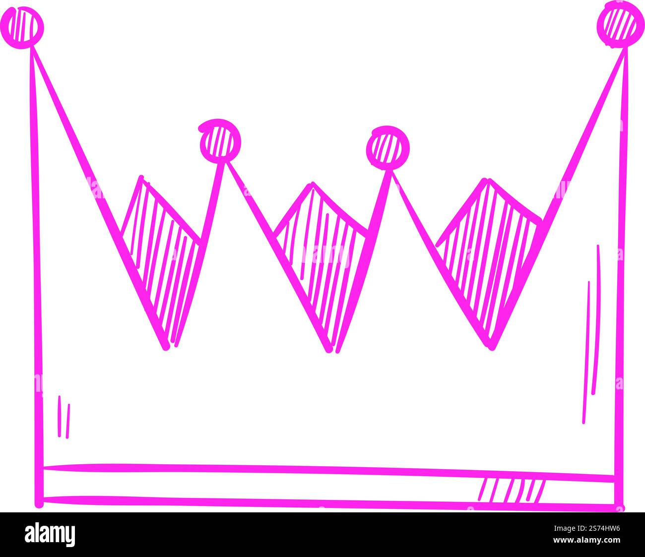 Pink crown. Cute queen diadem. Retro monarch sign isolated on white ...