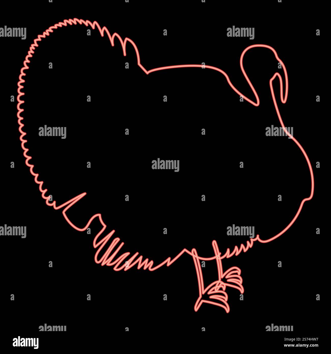 Neon turkey red color vector illustration image flat style light. Neon ...