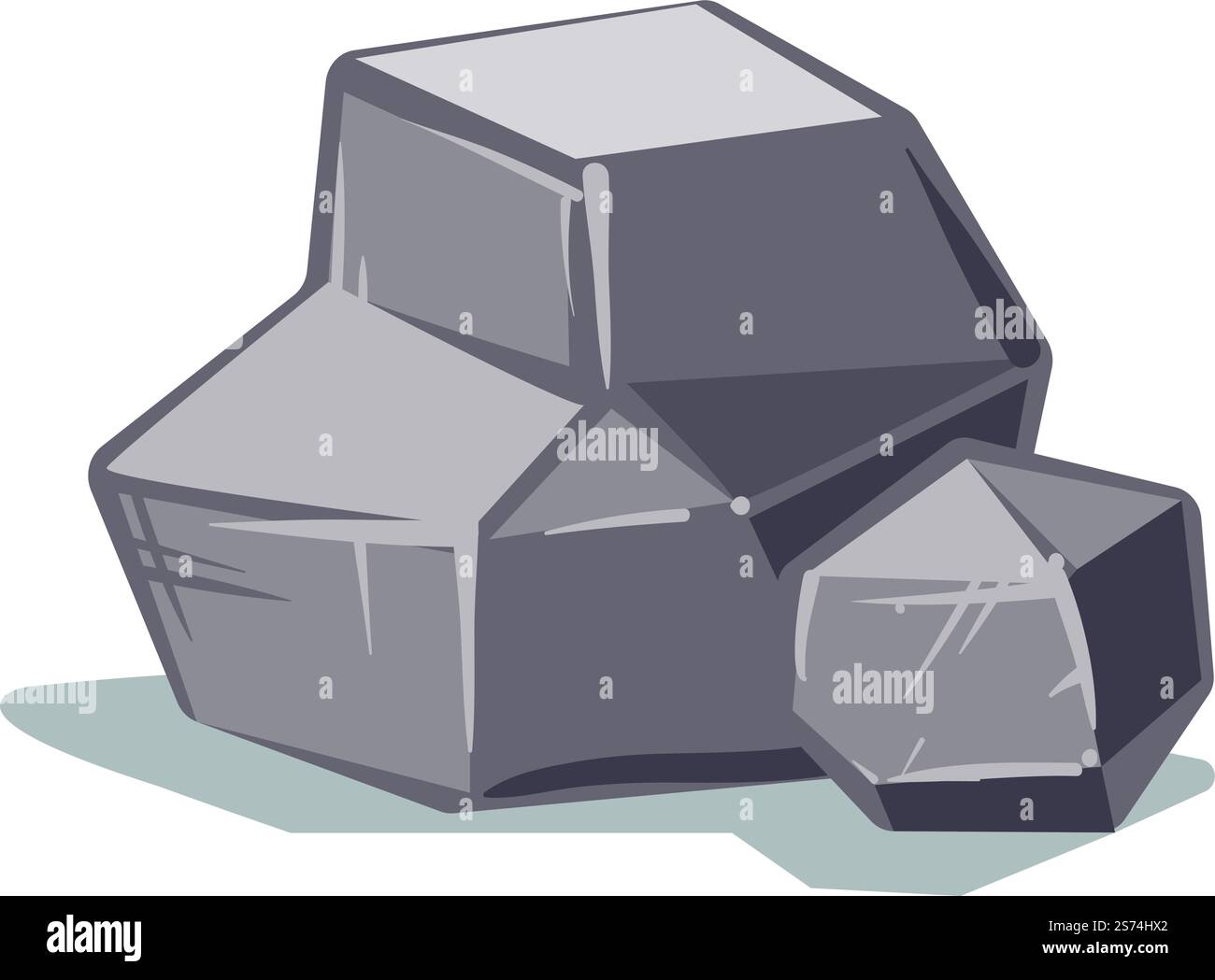 Stone pile. Ground rocks with shadow in cartoon style isolated on white ...