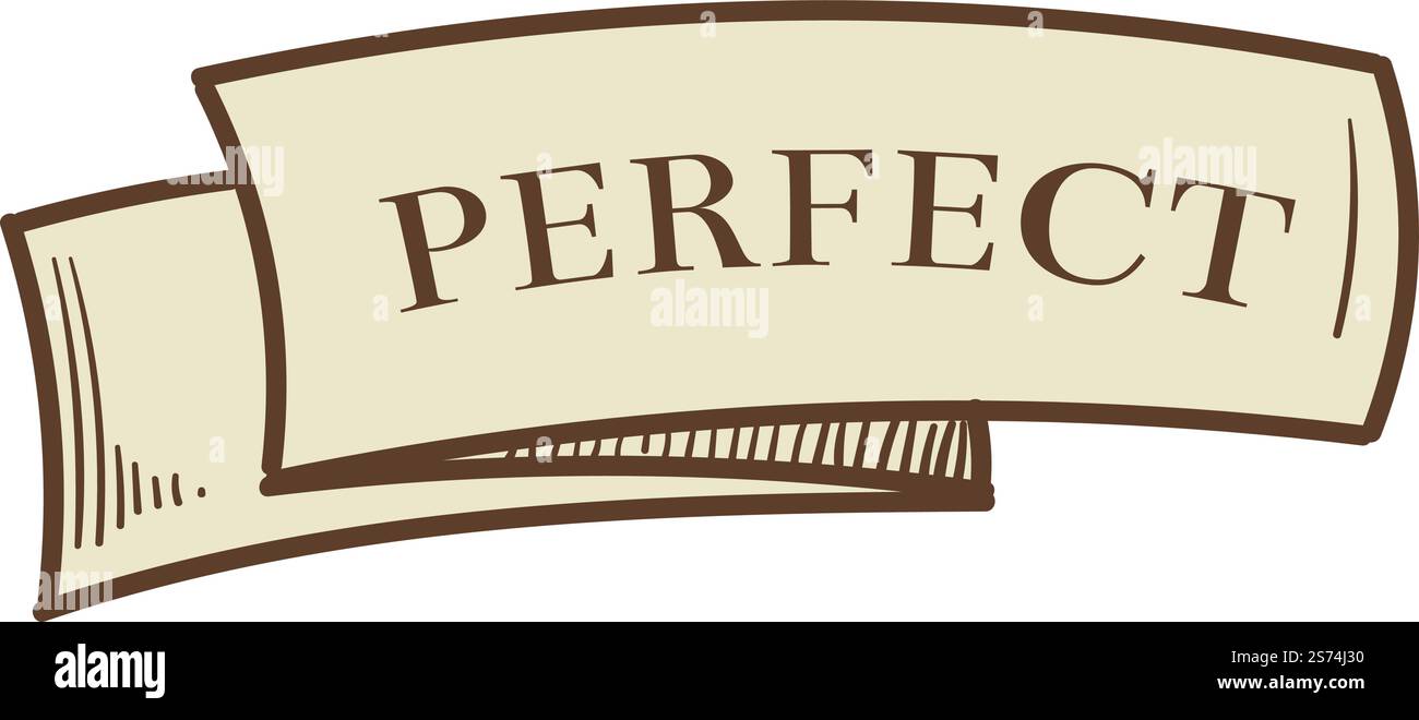 Perfect label. Vintage ribbon in hand drawn style isolated on white ...