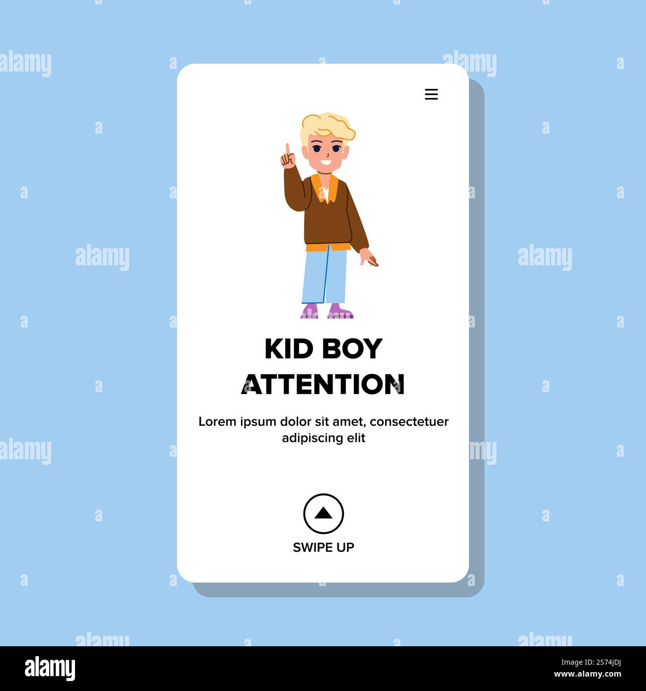 kid boy attention vector. child school, education, person happy ...