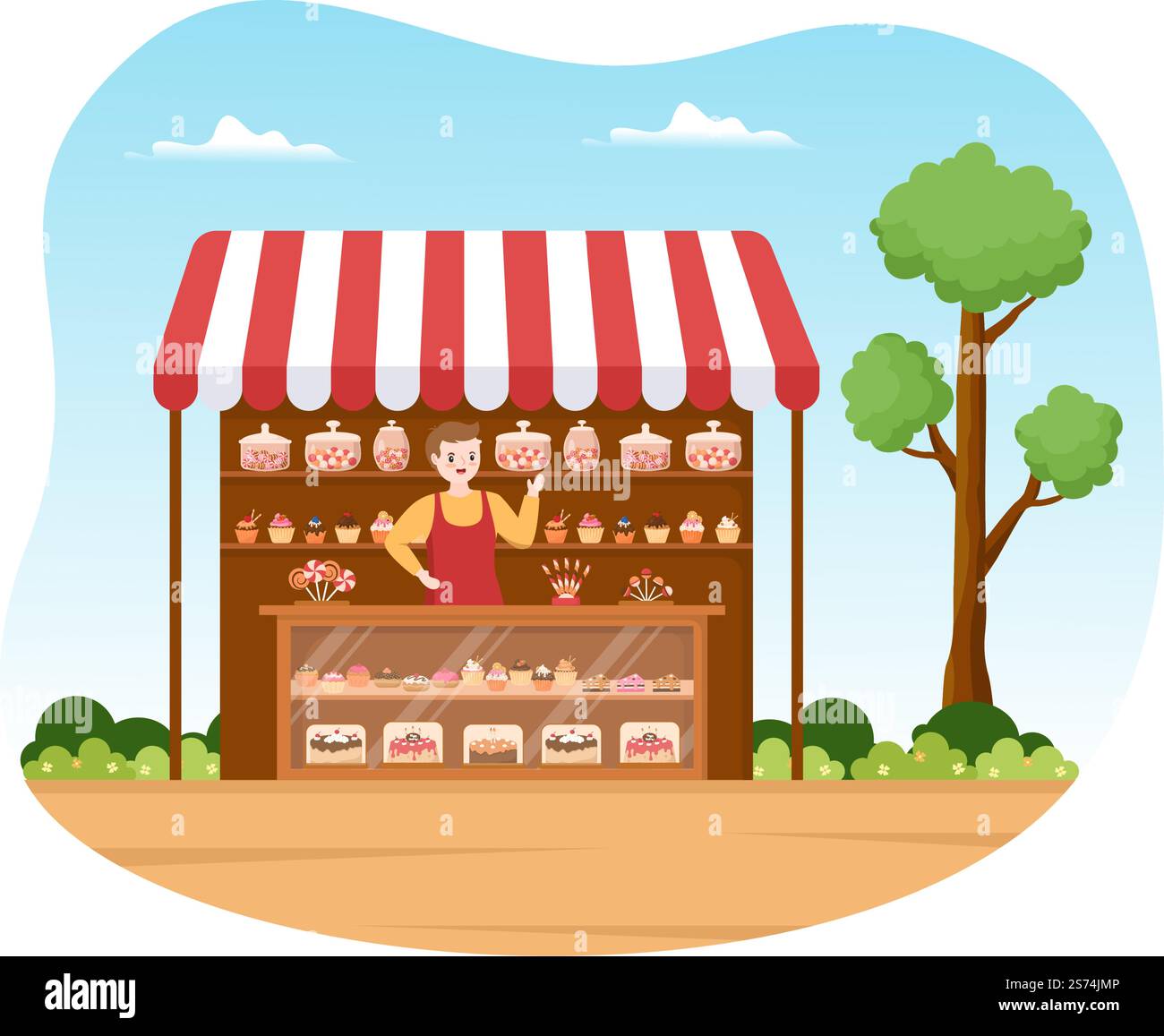 Sweet Shop Selling Various Bakery Products, Cupcake, Cake, Pastry or ...