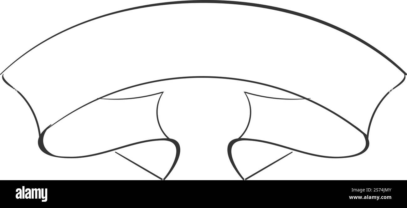 Elegant ribbon template. Blank curved banner in hand drawn style ...
