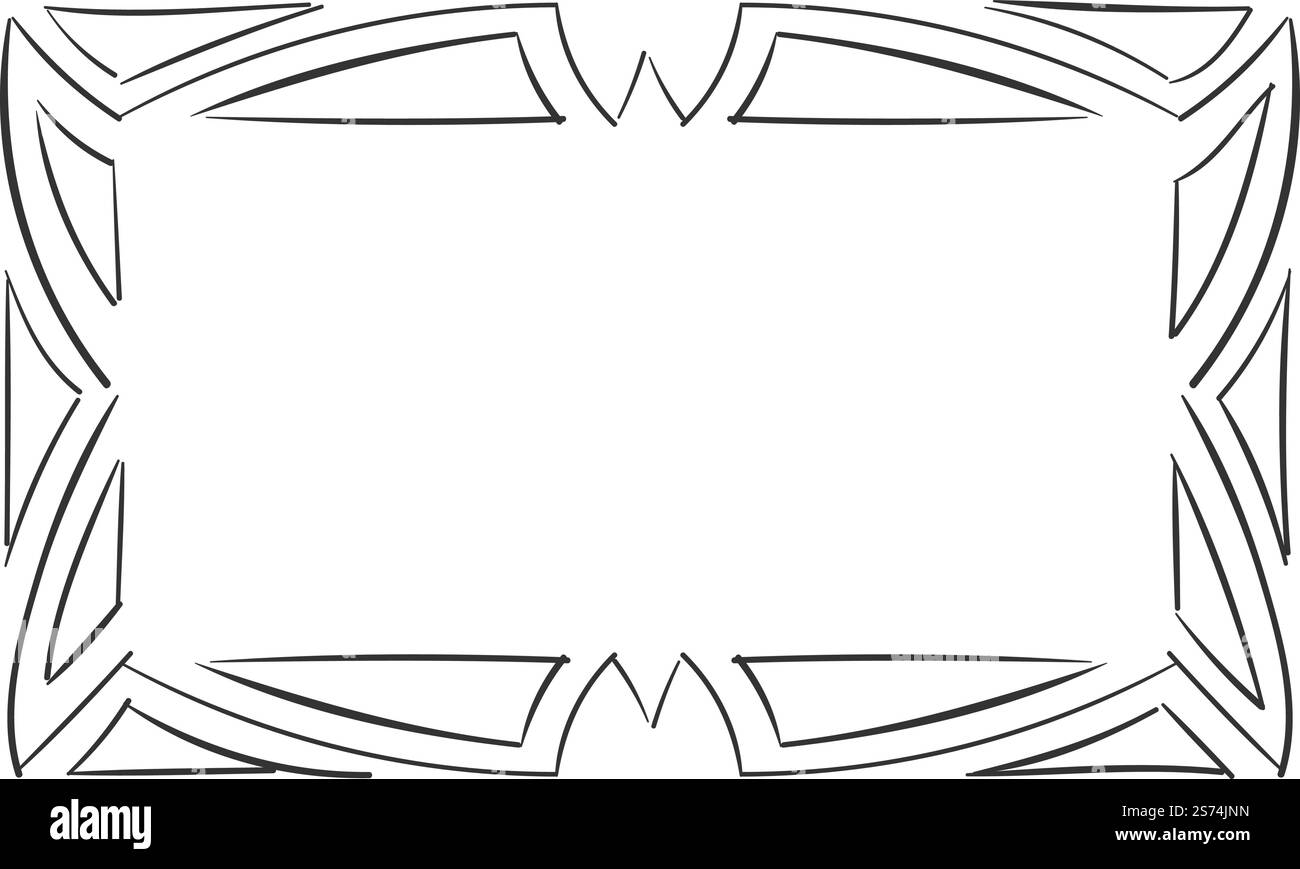 Decorative frame. Blank square border in doodle style isolated on white ...