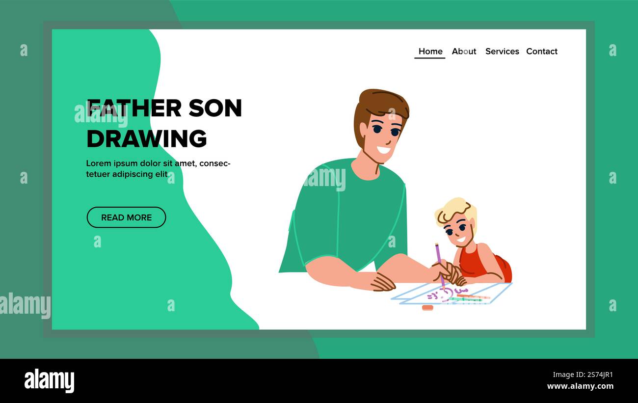 father son drawing vector. child family, kid dad, man happy, boy love ...