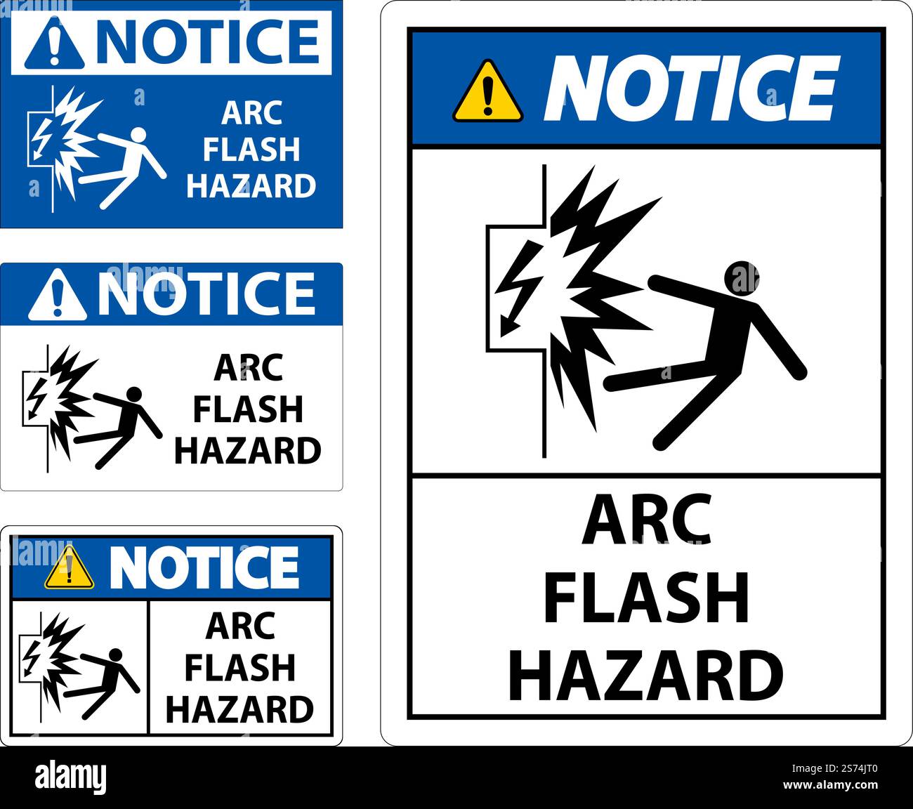 Notice Arc Flash Hazard Sign On White Background Stock Vector Image ...