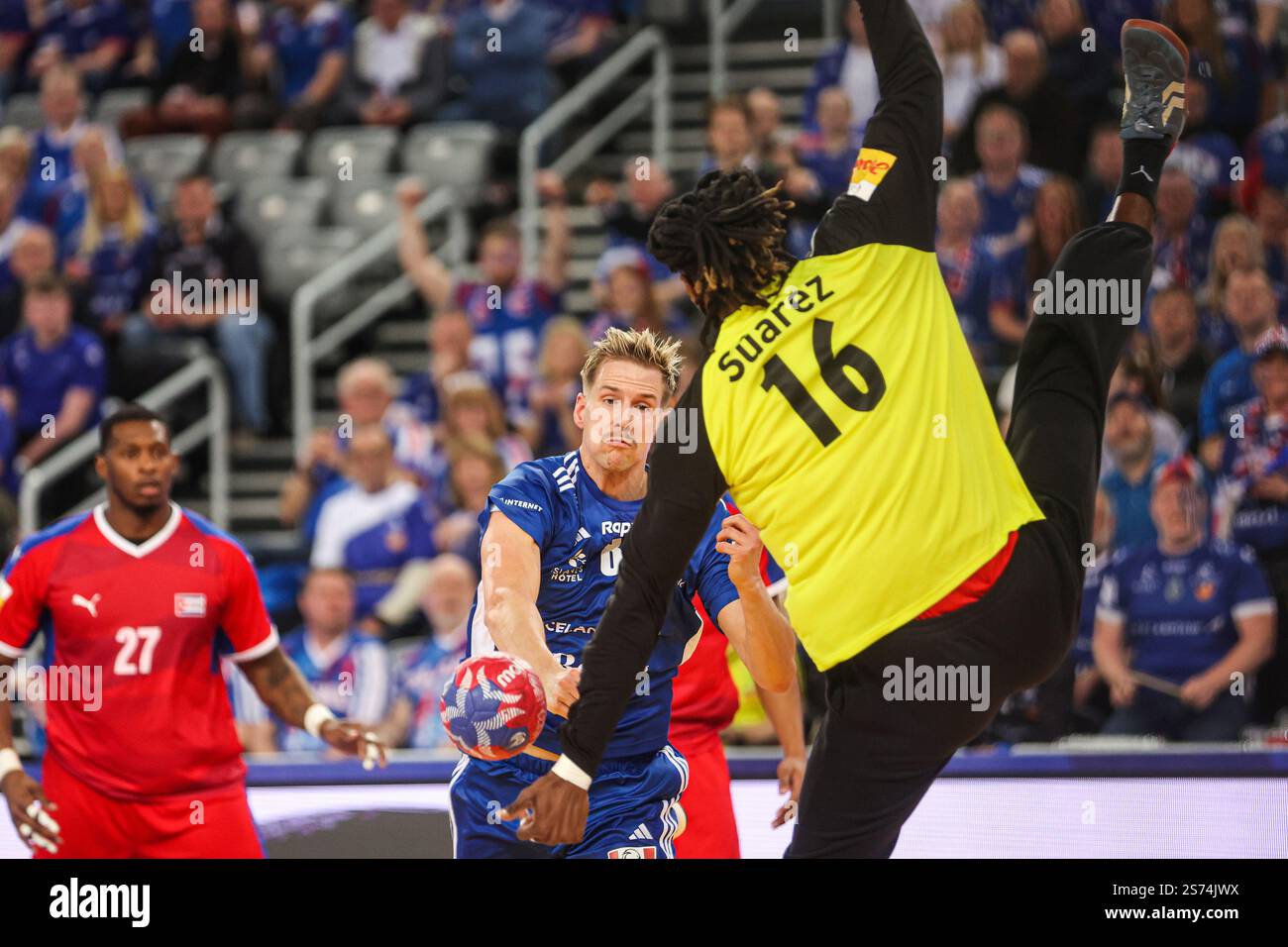 Zagreb, Croatia. 18th Jan, 2025. ZAGREB, CROATIA - JANUARY 18: Bjarki Mar Elisson of Iceland in ...