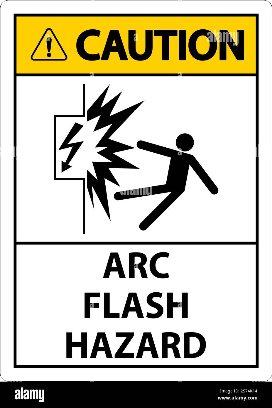 Caution Arc Flash Hazard Sign On White Background Stock Vector Image ...