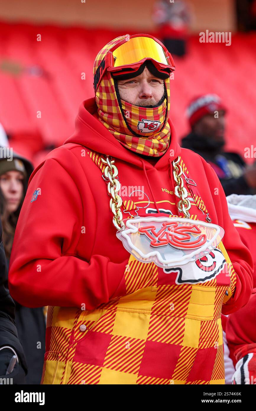 Kansas City, MO, USA. 18th Jan, 2025. A Kansas City Chiefs fan was ...