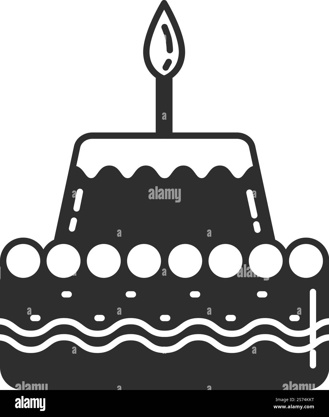 Birthday cake icon. Sweet delicious dessert with candle isolated on ...