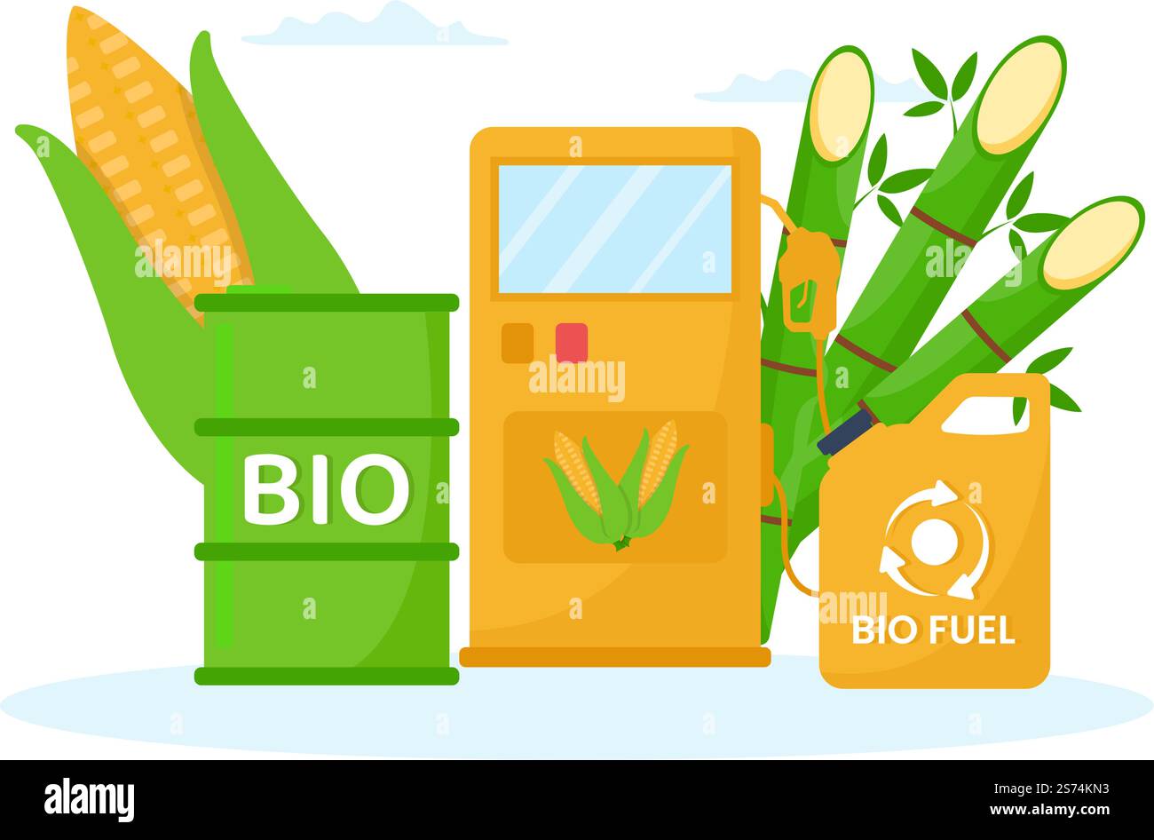 Biofuel Life Cycle of Natural Materials and Plants with Green Barrels ...