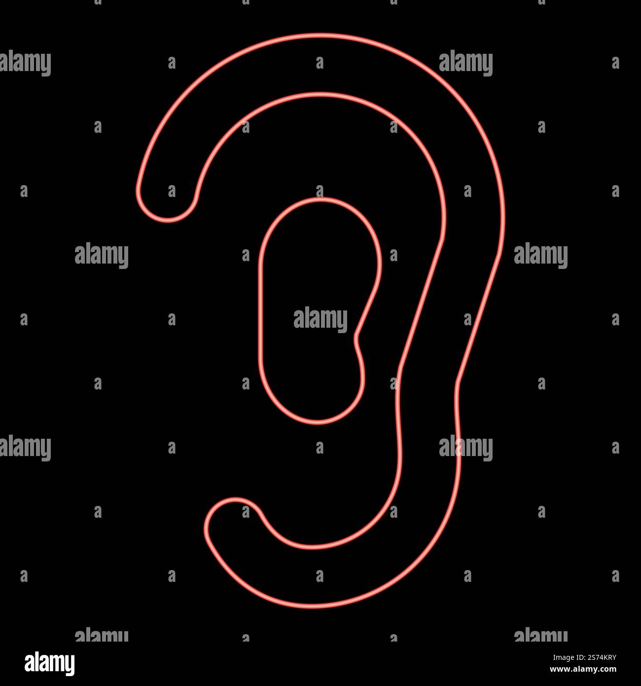 Neon ear red color vector illustration image flat style light. Neon ear ...