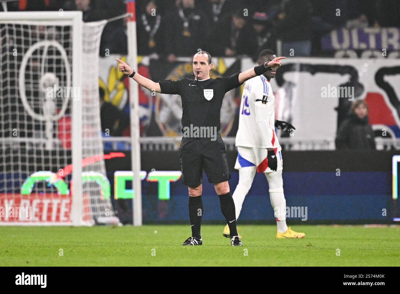 Lyon, France. 18th Jan 2025. Benoit MILLOT (ARBITRE) during the Ligue 1 ...