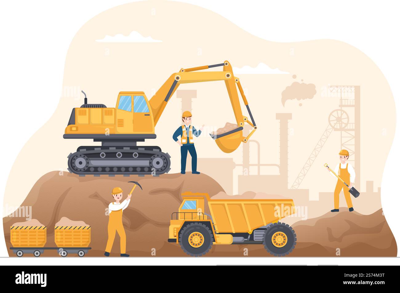 Mining Company with Heavy Yellow Dumper Trucks for Coal Mine Industrial ...