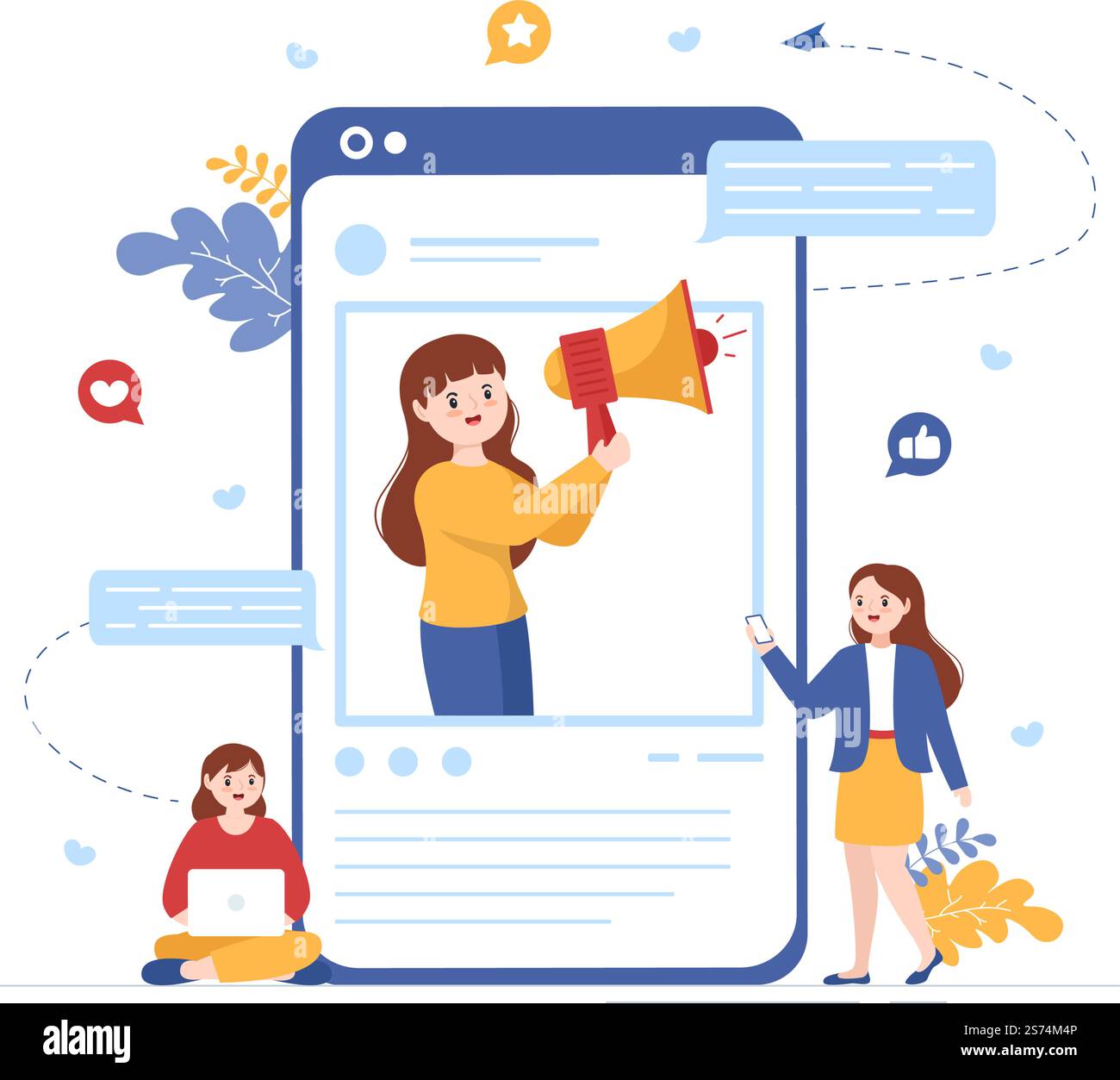 Celebrity Influencer with Posts on Internet for Advertising Marketing ...