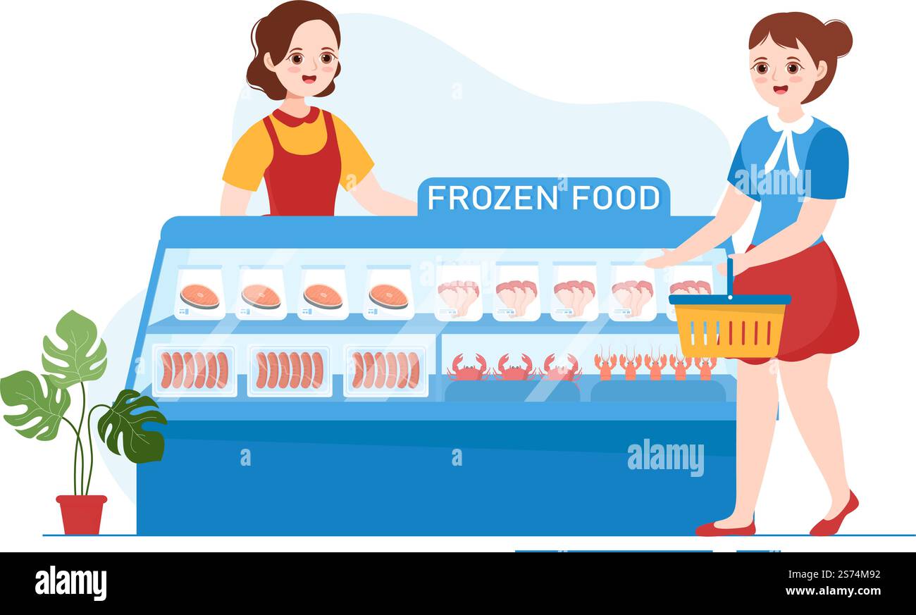 Frozen Food Store with Products Vacuumed using Foil and Pouch Packaging ...