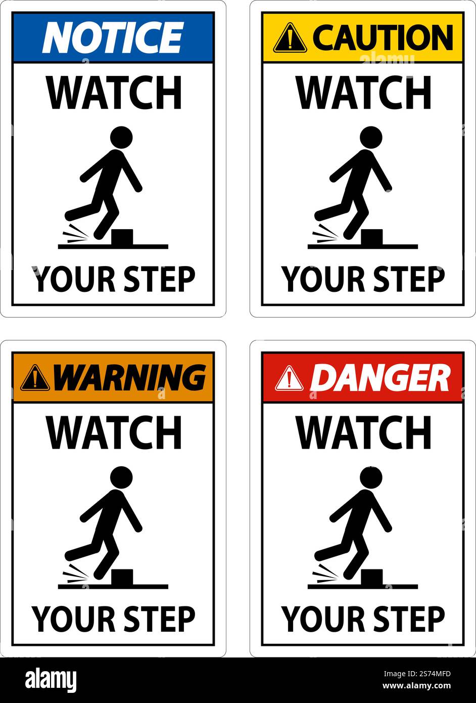 Watch Your Step Sign On White Background Stock Vector Image & Art - Alamy