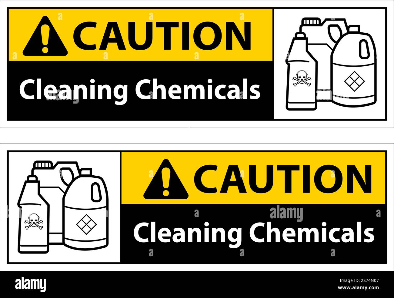 Caution Sign Cleaning Chemicals Sign On White Background Stock Vector ...