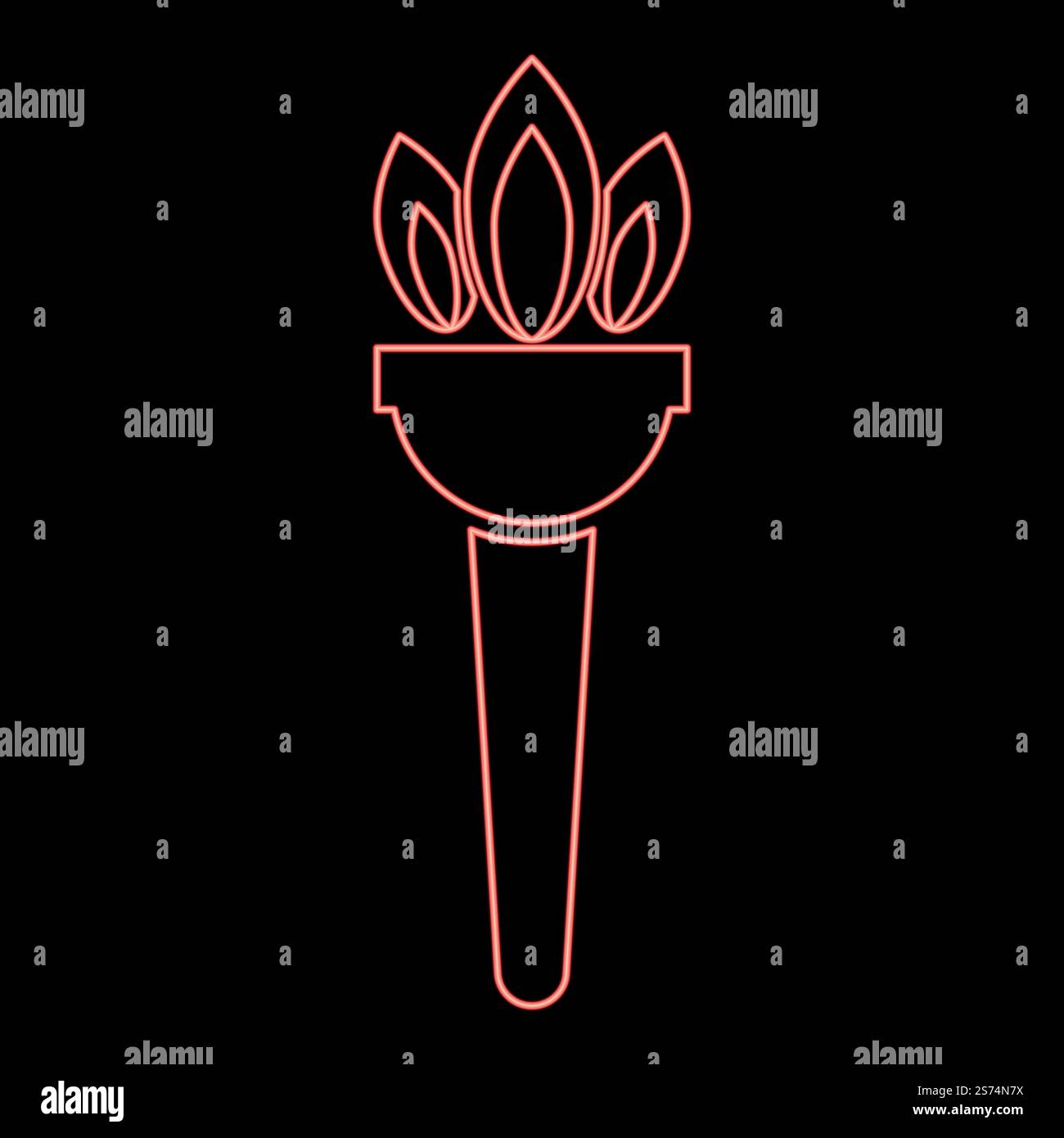 Neon torch flambeau red color vector illustration image flat style ...