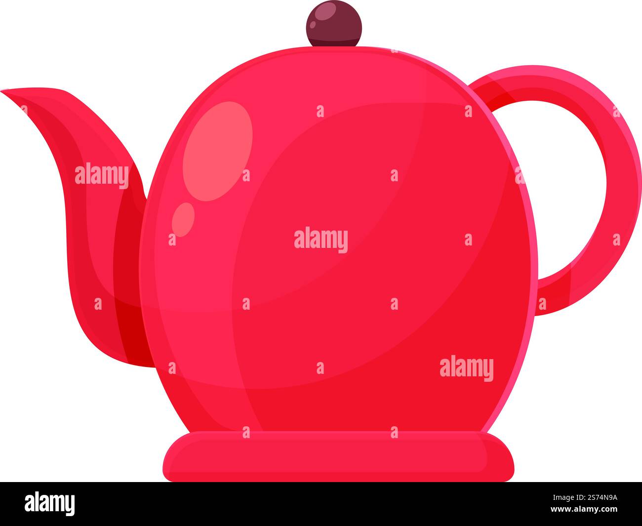 Red tea pot icon cartoon vector. Electric kettle. Metal ceramic. Red ...