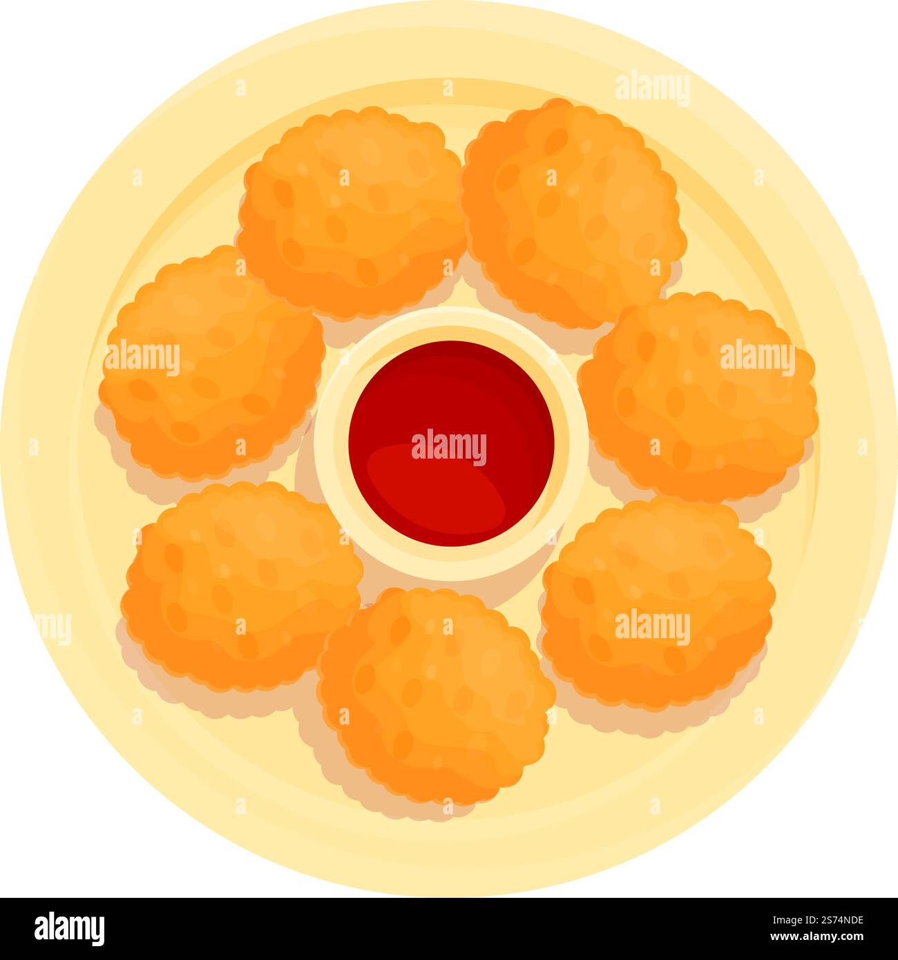 Ketchup croquette icon cartoon vector. Fried dish. Snack food. Ketchup ...