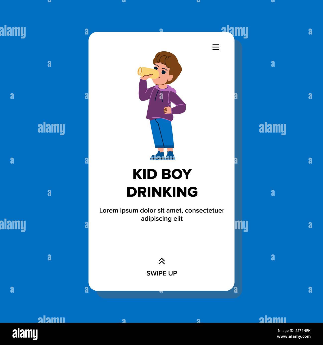 kid boy drinking vector. child glass, cute happy, little water, healthy ...