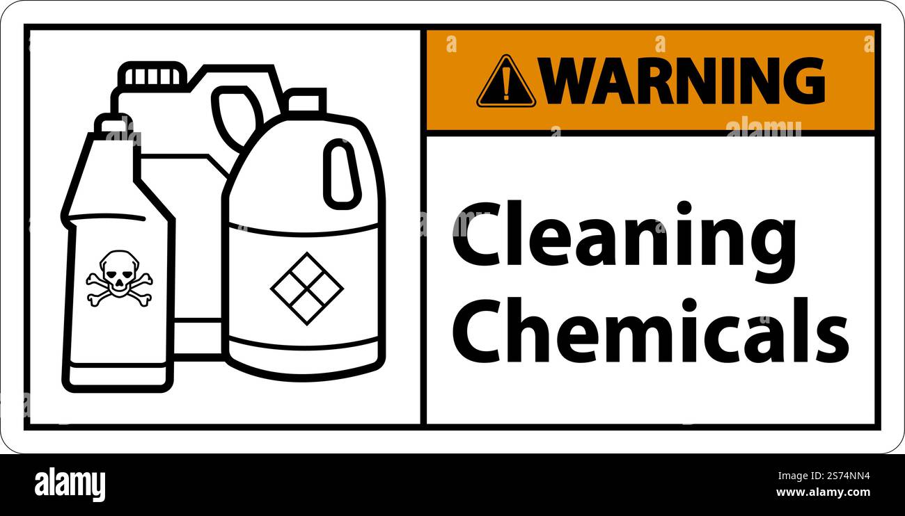 Warning Sign Cleaning Chemicals Sign On White Background Stock Vector ...