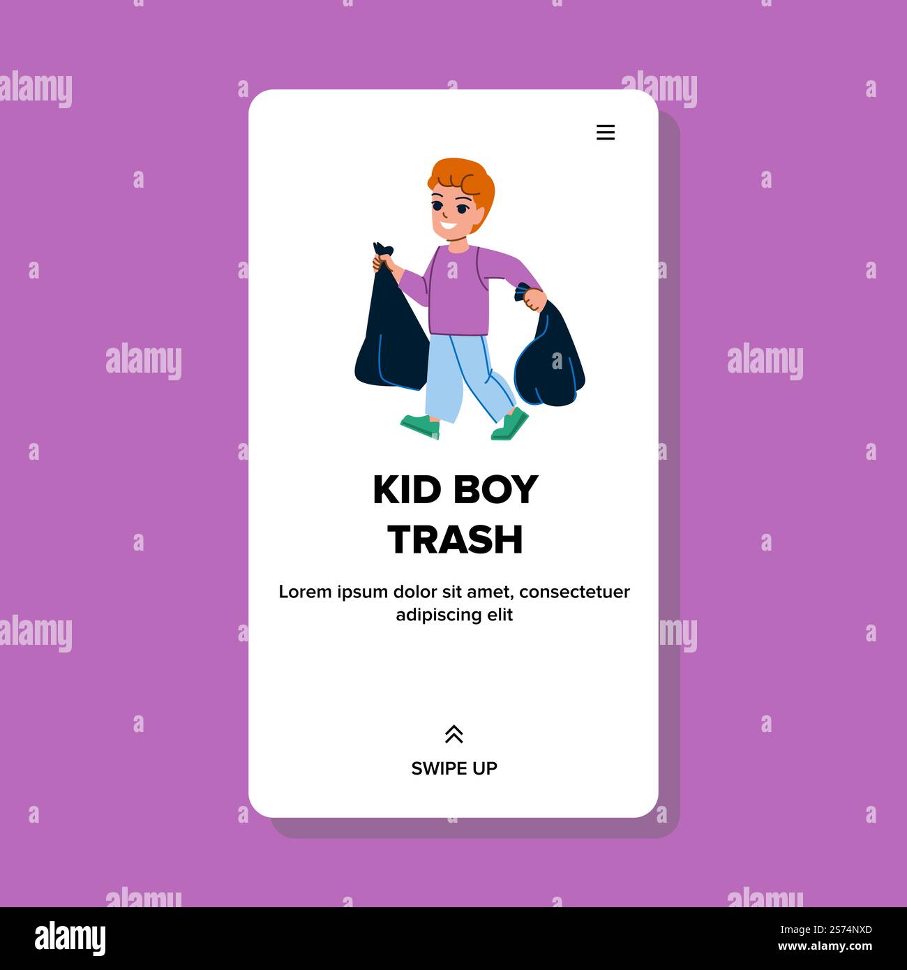kid boy trash vector. garbage child, children environment, recycle ...