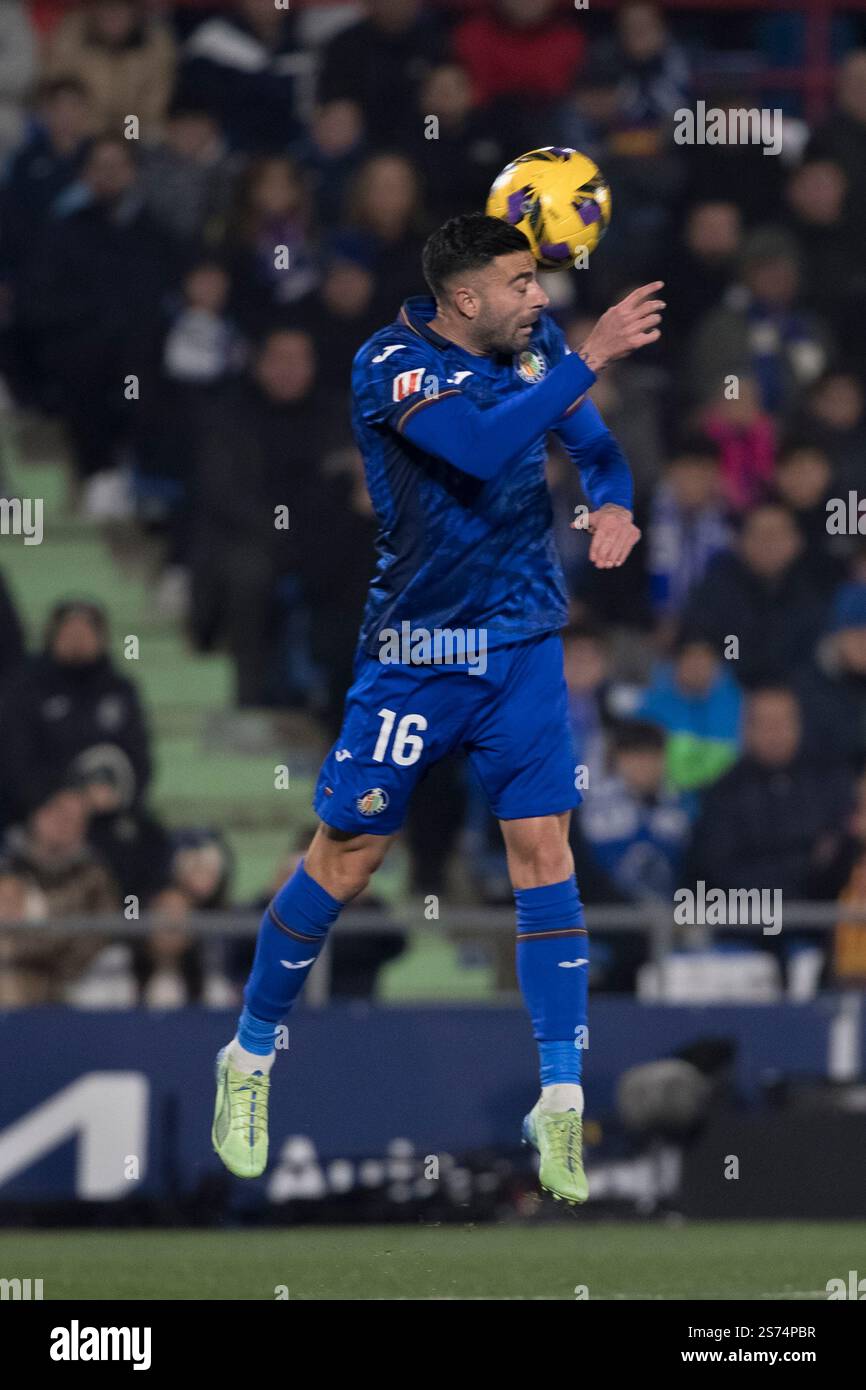 Madrid, Spain. 18th Jan 2025. Diego Rico of Getafe in action during the ...