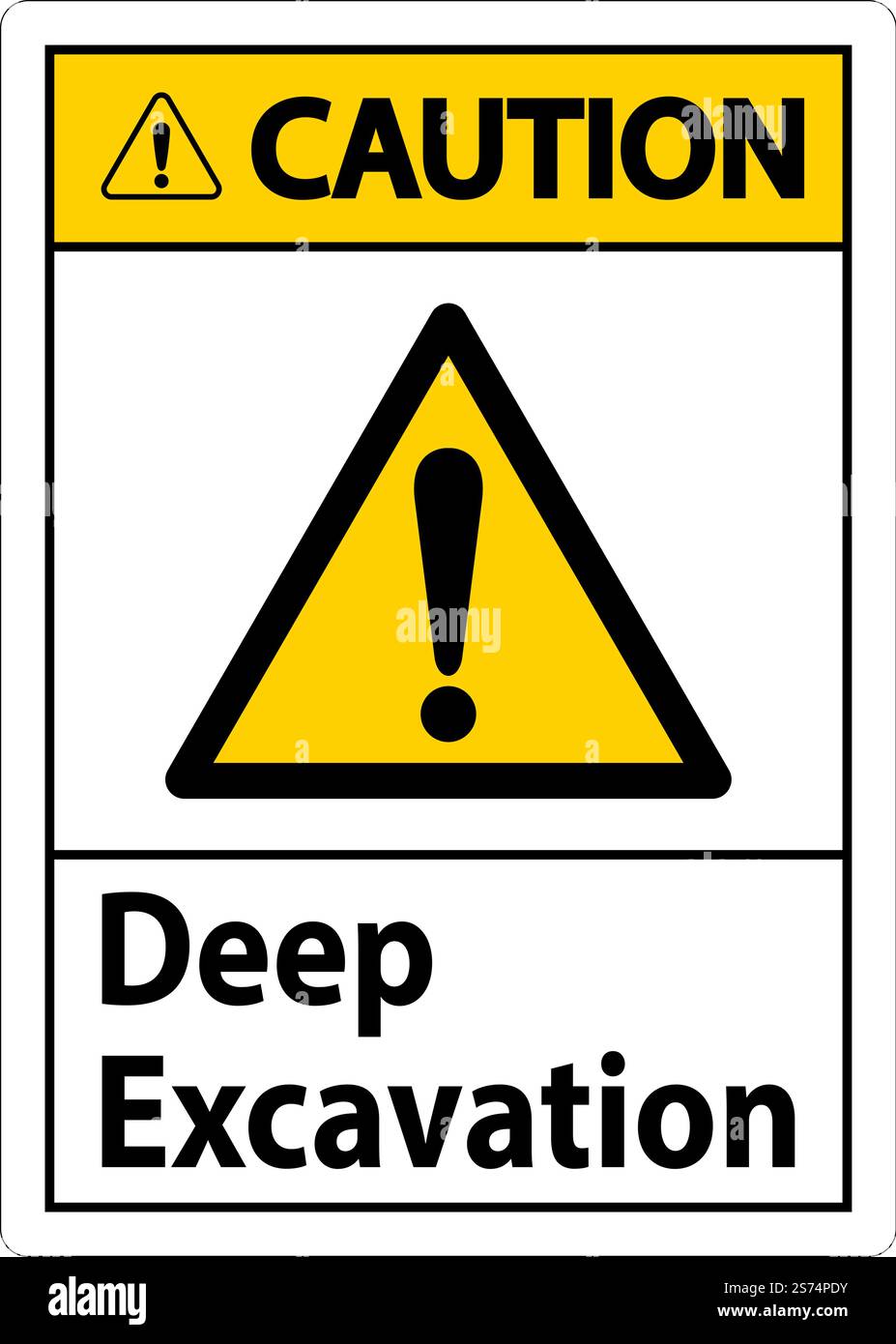 Deep Excavation Caution Sign On White Background Stock Vector Image ...