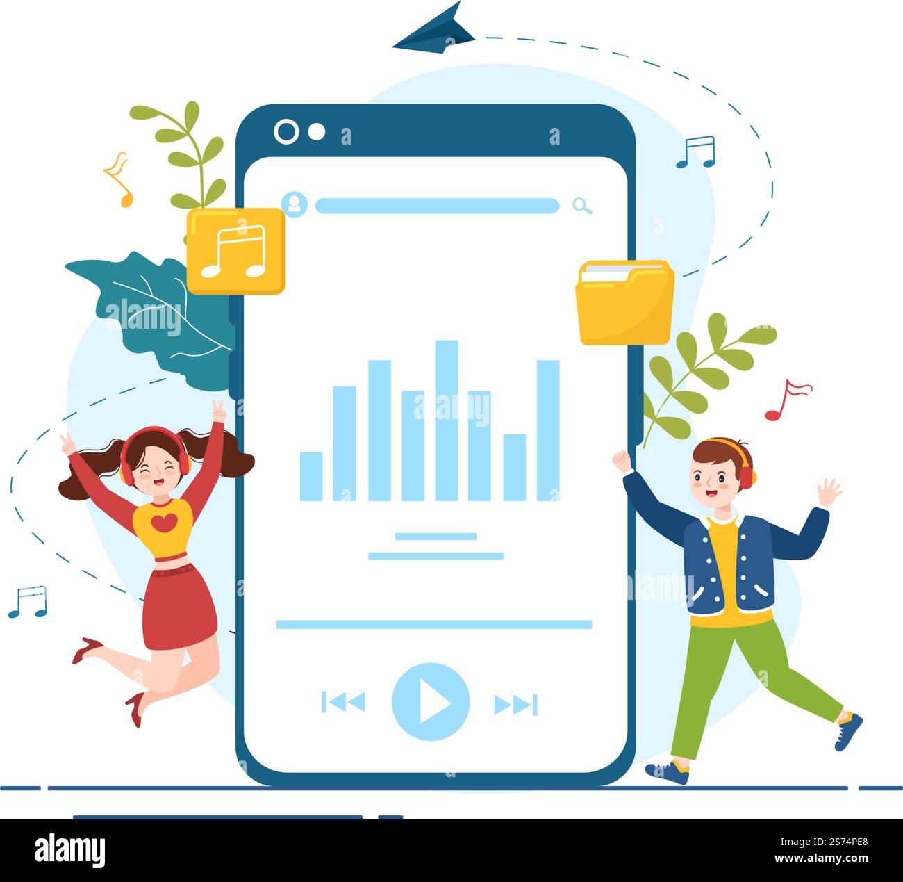 MP3 Player with Headphones, Headset and Phone of Music Listening ...