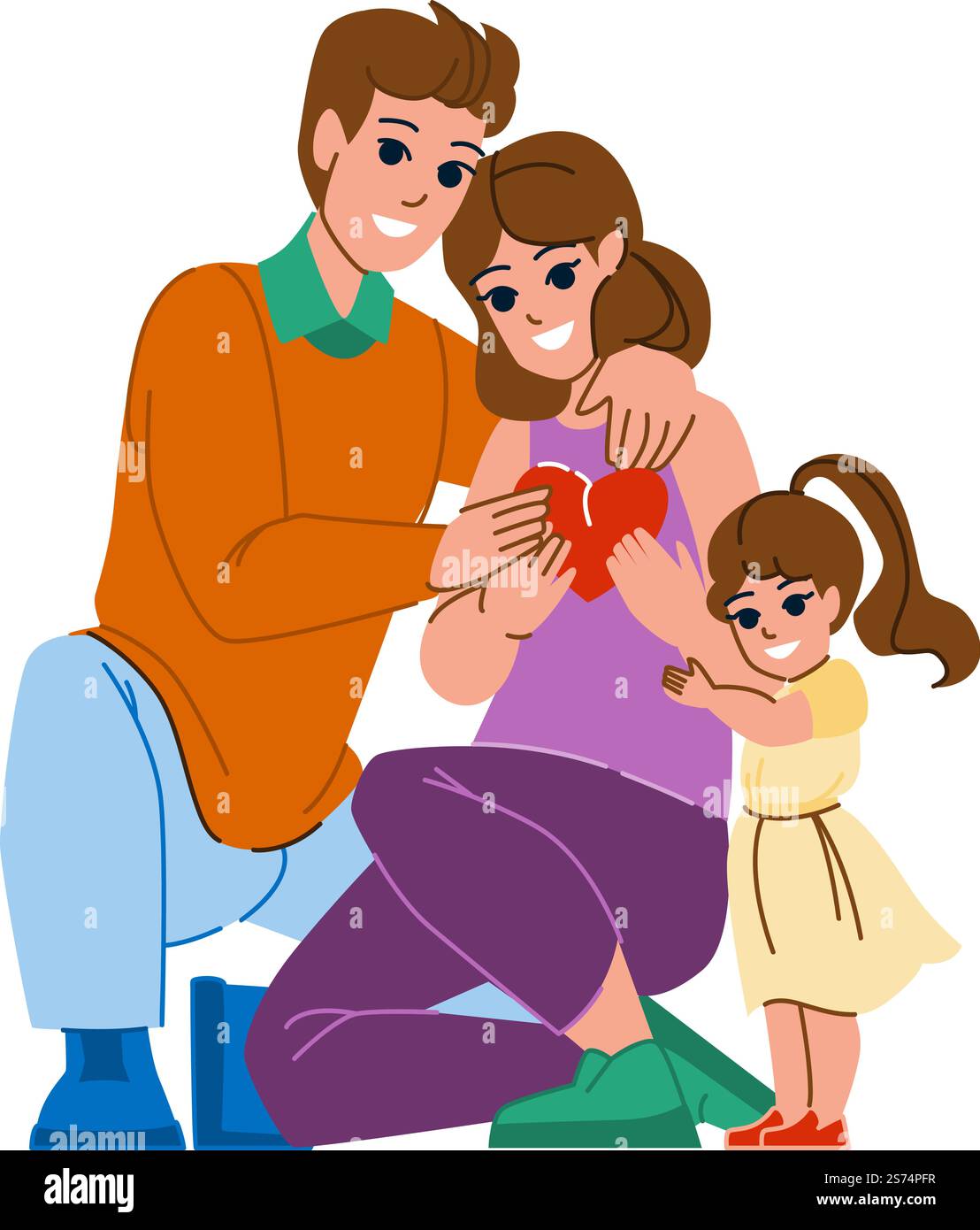 family support vector. care help, love together, happy health, children ...